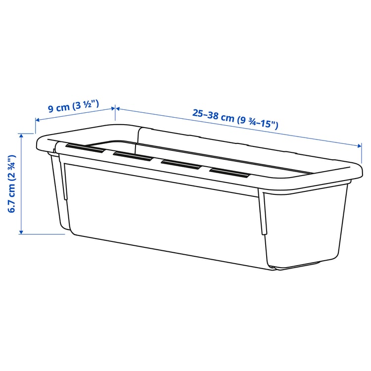 KACKLA extendable box, white, 25-38x9 cm - IKEA Malaysia