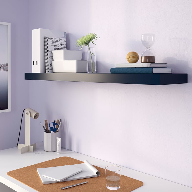 LACK wall shelf, black-blue, 110x26 cm - IKEA Malaysia