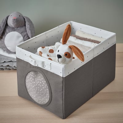 LEN box, grey/dotted white, 25x37x22 cm - IKEA Malaysia
