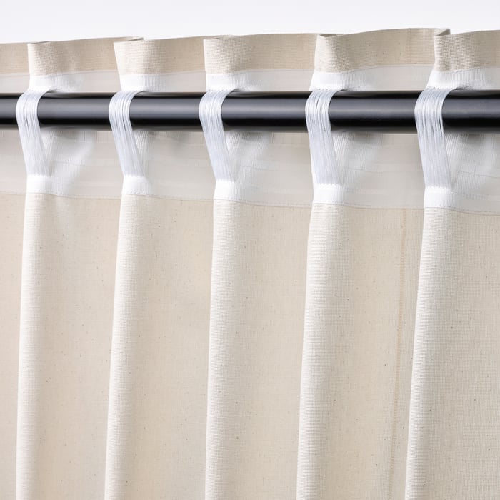 LENDA Curtains with tie-backs, 1 pair - off-white/with heading tape ...