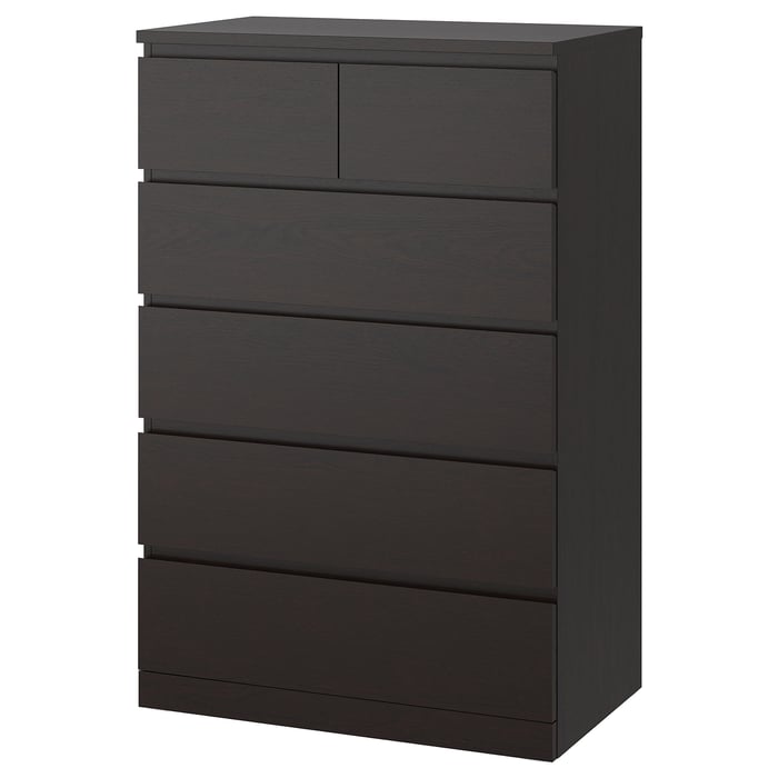 MALM chest of 6 drawers, black-brown, 80x123 cm - IKEA Malaysia