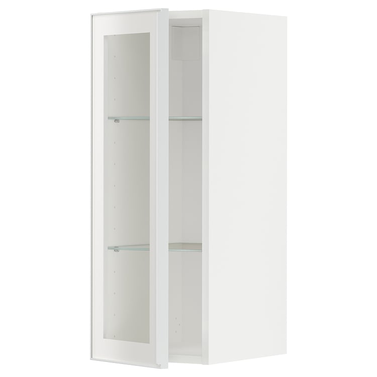METOD wall cabinet w shelves/glass door, white/Hejsta white clear glass ...
