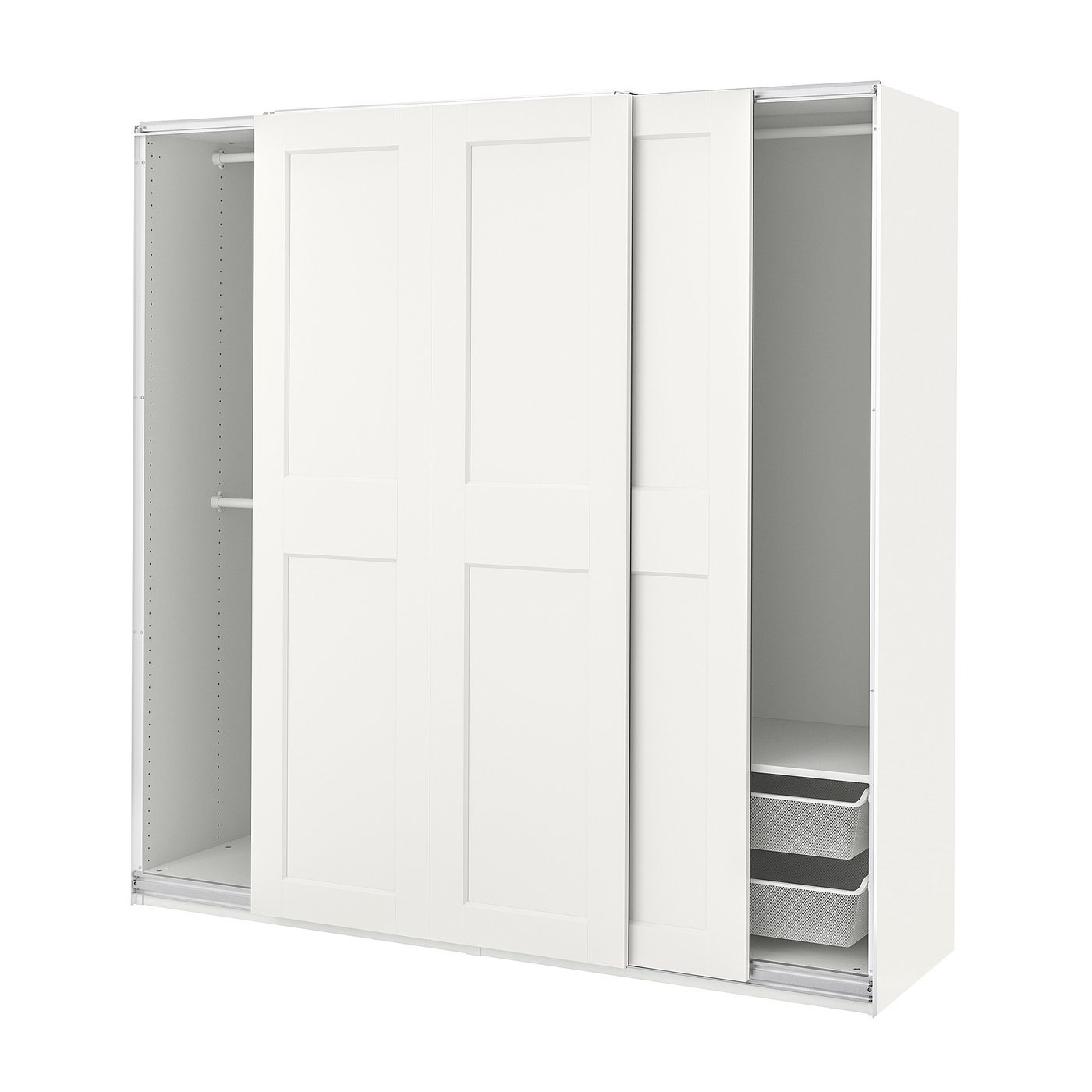 PAX / GRIMO wardrobe combination, white/white, 200x66x201 cm - IKEA ...