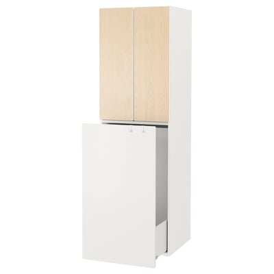 SMÅSTAD wardrobe with pull-out unit, white birch/with clothing rod ...