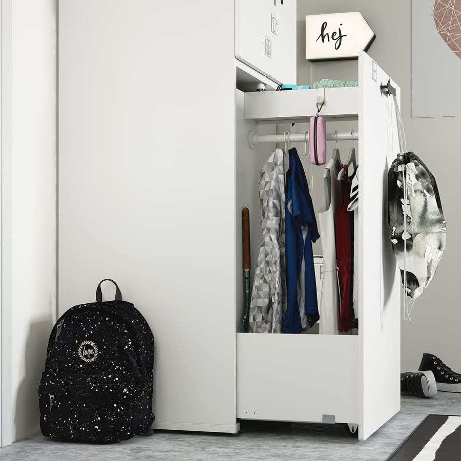 SMÅSTAD wardrobe with pull-out unit, white/cork with clothing rod ...