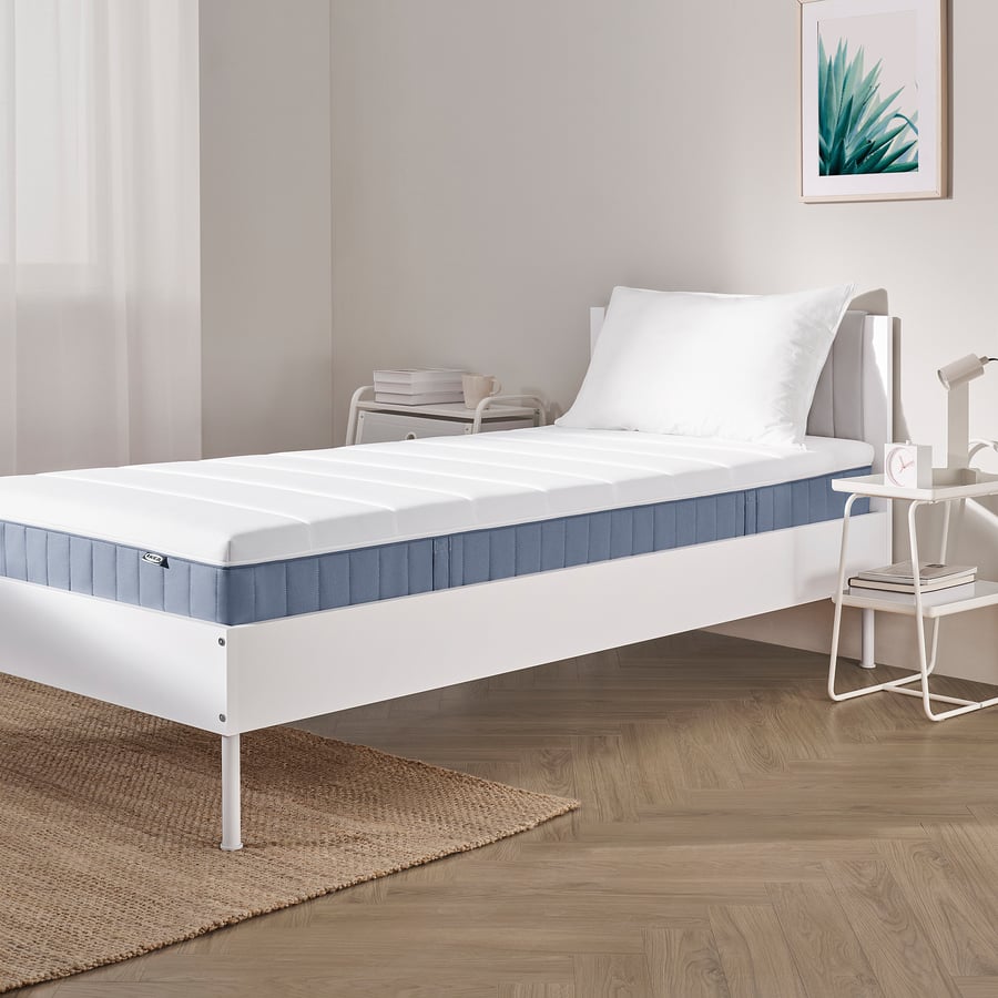 VALLBERGET pocket sprung mattress, with coir super firm/light blue ...
