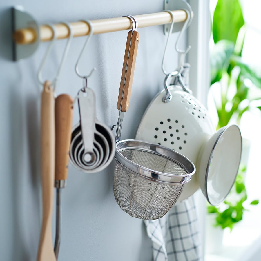 VARDAGEN noodle strainer, stainless steel/beech, 30 cm - IKEA Malaysia