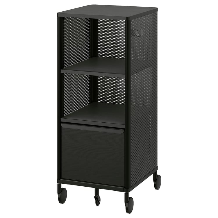 BEKANT unit storan beroda, jaringan dawai halus/hitam, 41x101 cm - IKEA ...