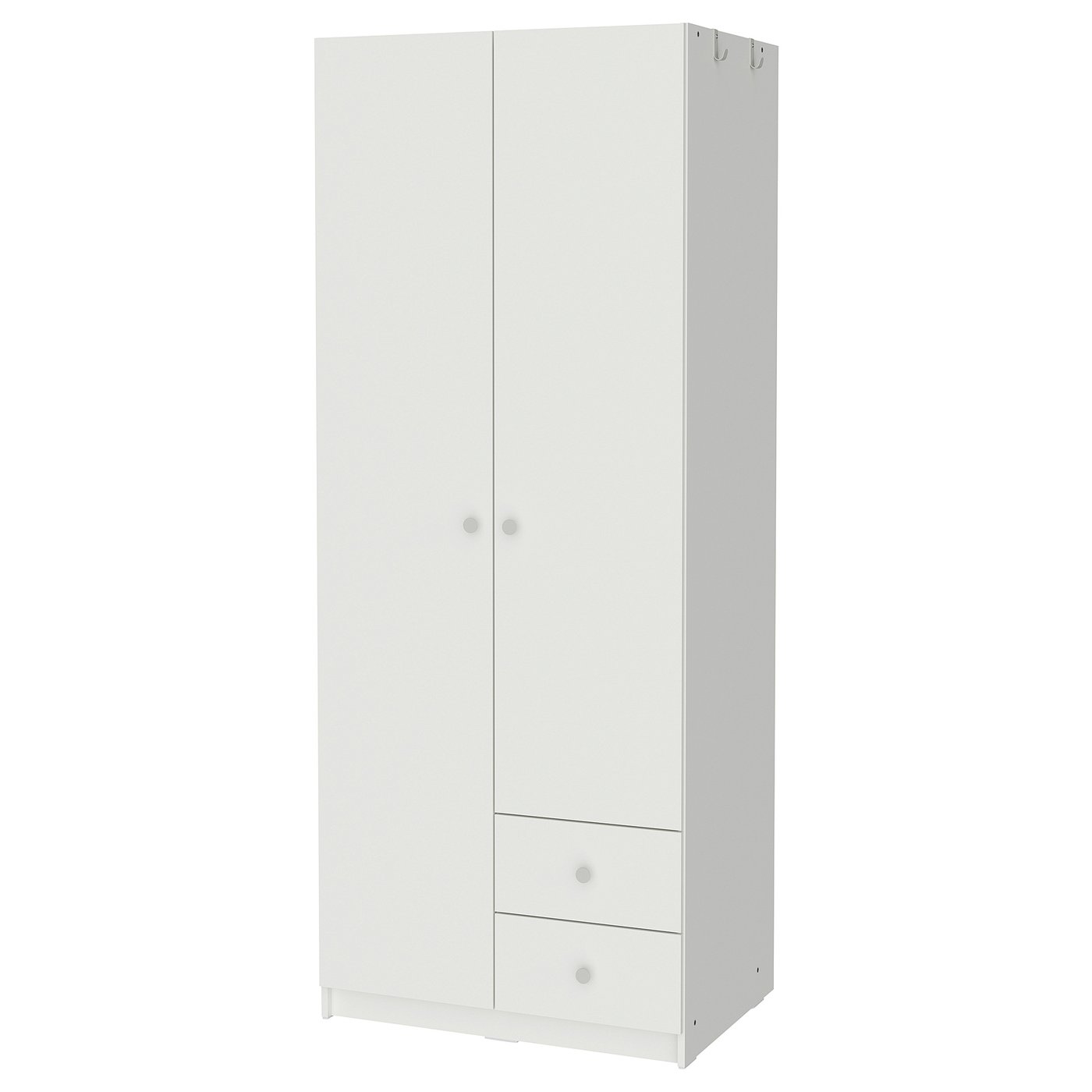 BRUKSVARA almari pakaian + 2 pintu & 2 laci, putih, 79x57x201 cm - IKEA ...