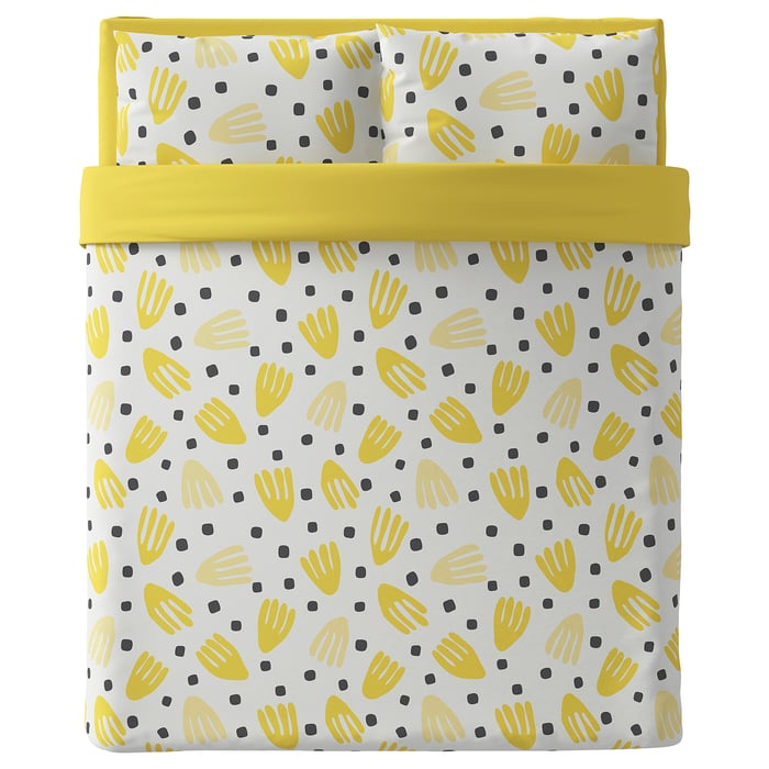 BRUKSVARA set 4 unit linen tempat tidur, kuning/putih, 240x220 cm ...