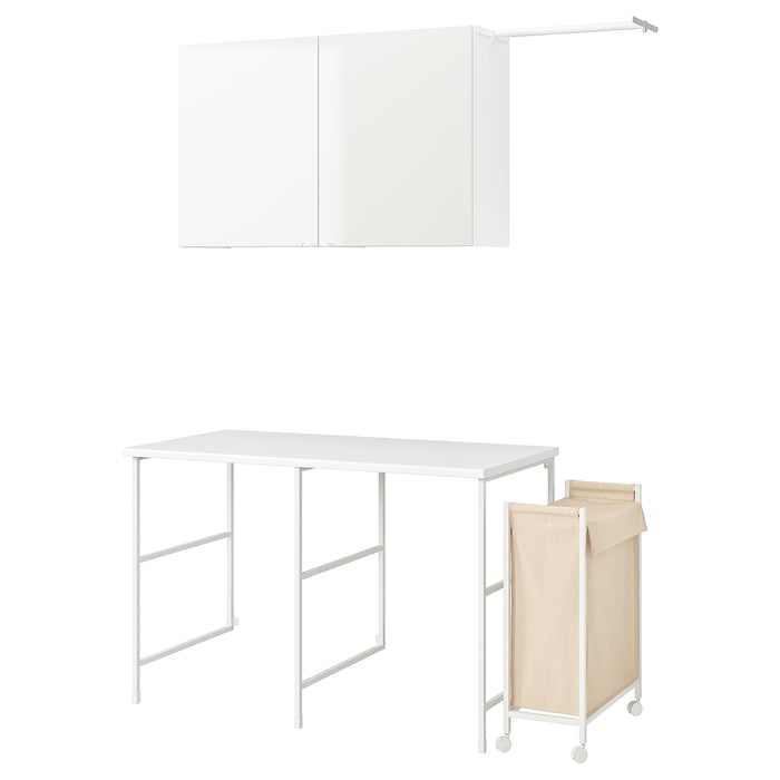 ENHET kombinasi storan, putih/berkilat putih, 139x63.5 cm - IKEA