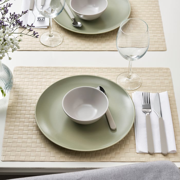 FÄRGKLAR set 10 unit alat hidang, kusam kelabu muda - IKEA Malaysia