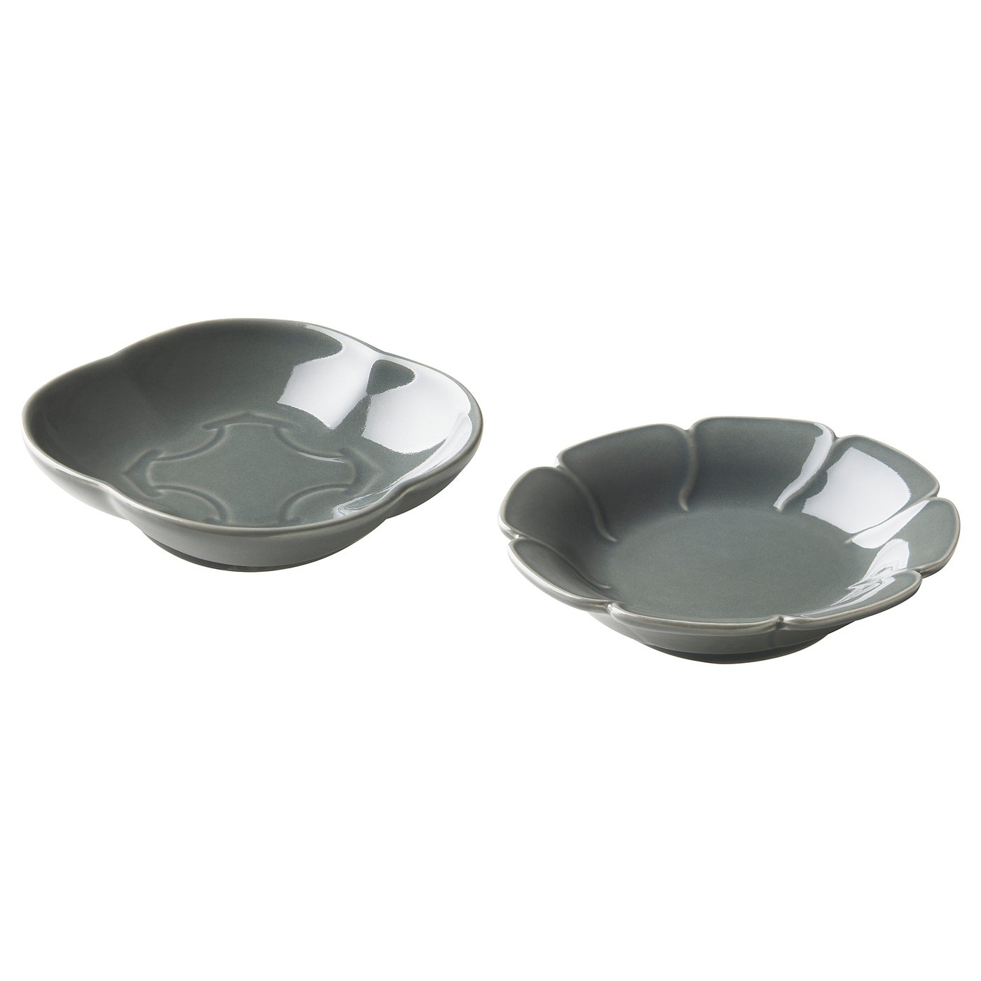 FÖSSTA set 2 unit piring sos, kelabu/hijau/kelopak - IKEA Malaysia