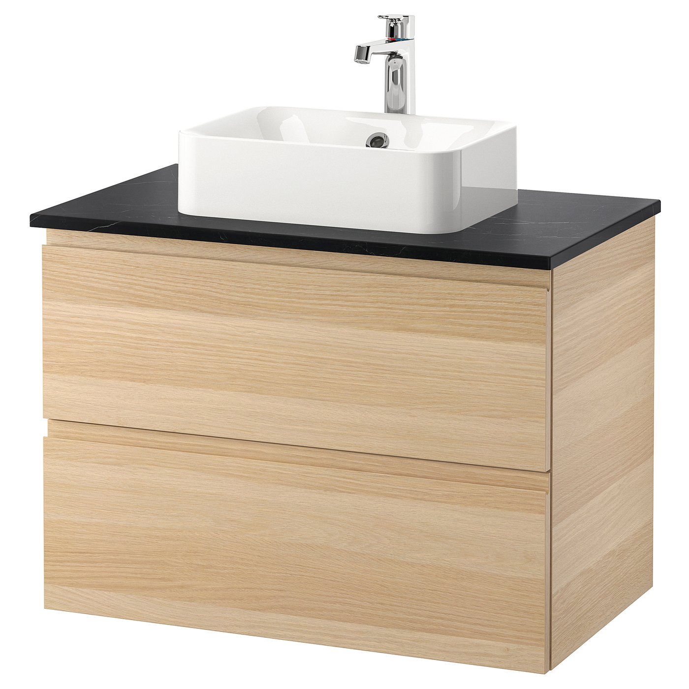 GODMORGON/TOLKEN / HÖRVIK Kabinet sink, Kesan kayu oak berwarna putih ...