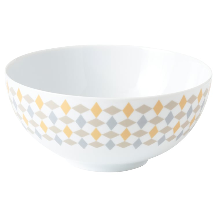 GOKVÄLLÅ Mangkuk hidang, putih/kuning air, 22 cm - IKEA