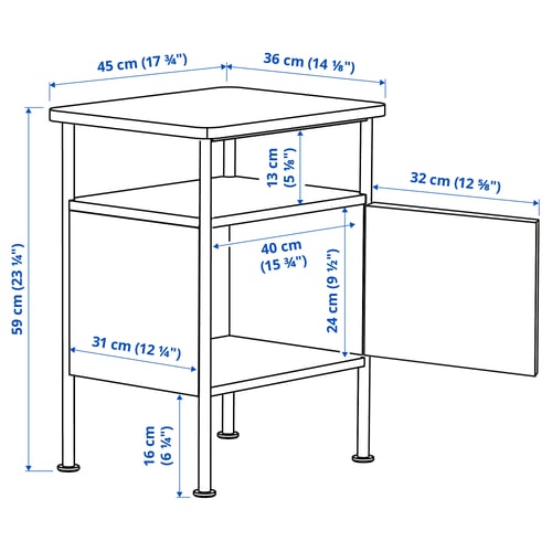 GRÅFJÄLLET meja sisi katil, antrasit, 45x36x59 cm - IKEA Malaysia