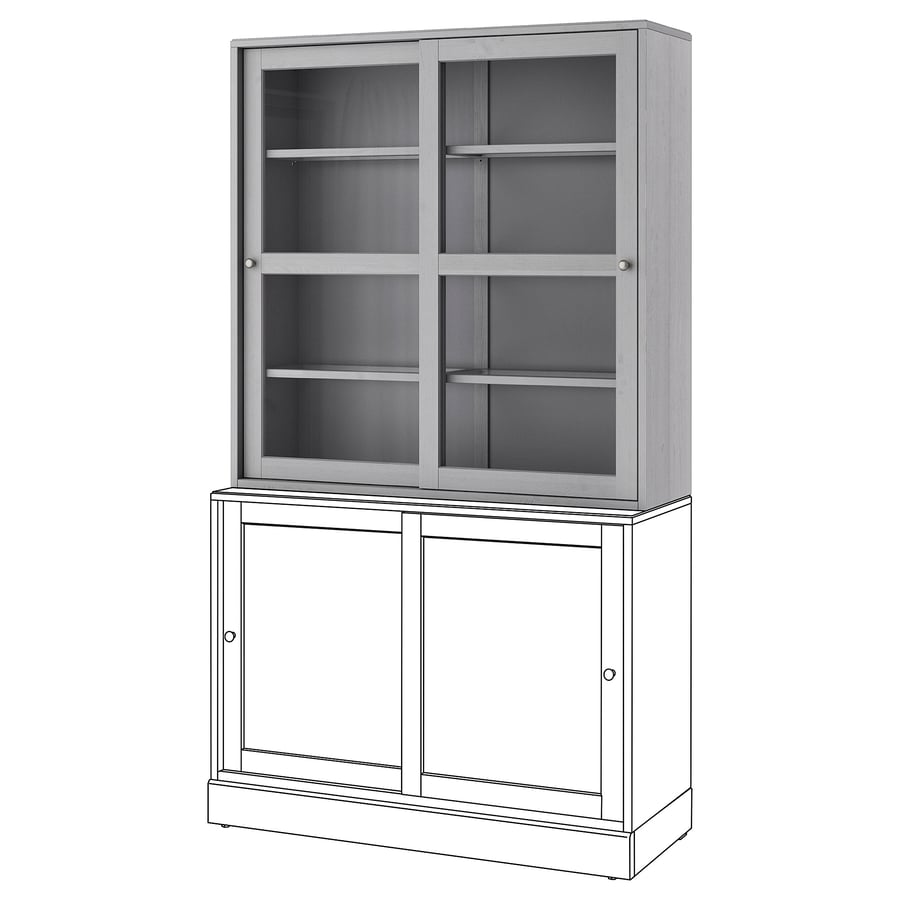 HAVSTA Kabinet pintu kaca, kelabu, 121x35x123 cm - IKEA