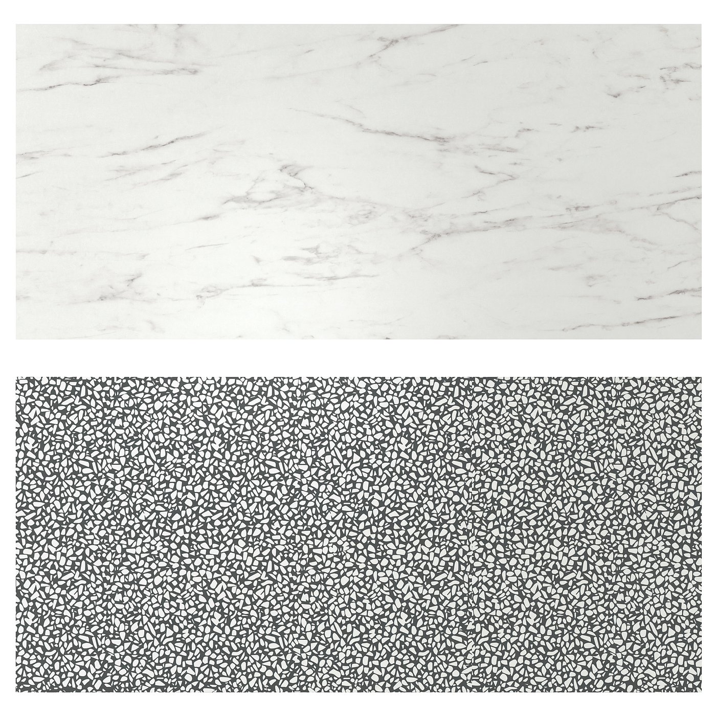 LYSEKIL Panel dinding, dua lapis kesan marmar putih/hitam/putih mozek ...