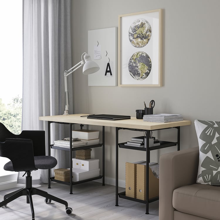 MITTCIRKEL / SPÄND meja, kesan kayu pain hidup/hitam, 140x60 cm - IKEA ...