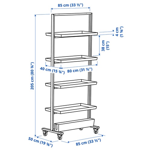 MITTZON rangka + roda/para-para/kotak kabel, putih, 85x205 cm - IKEA ...