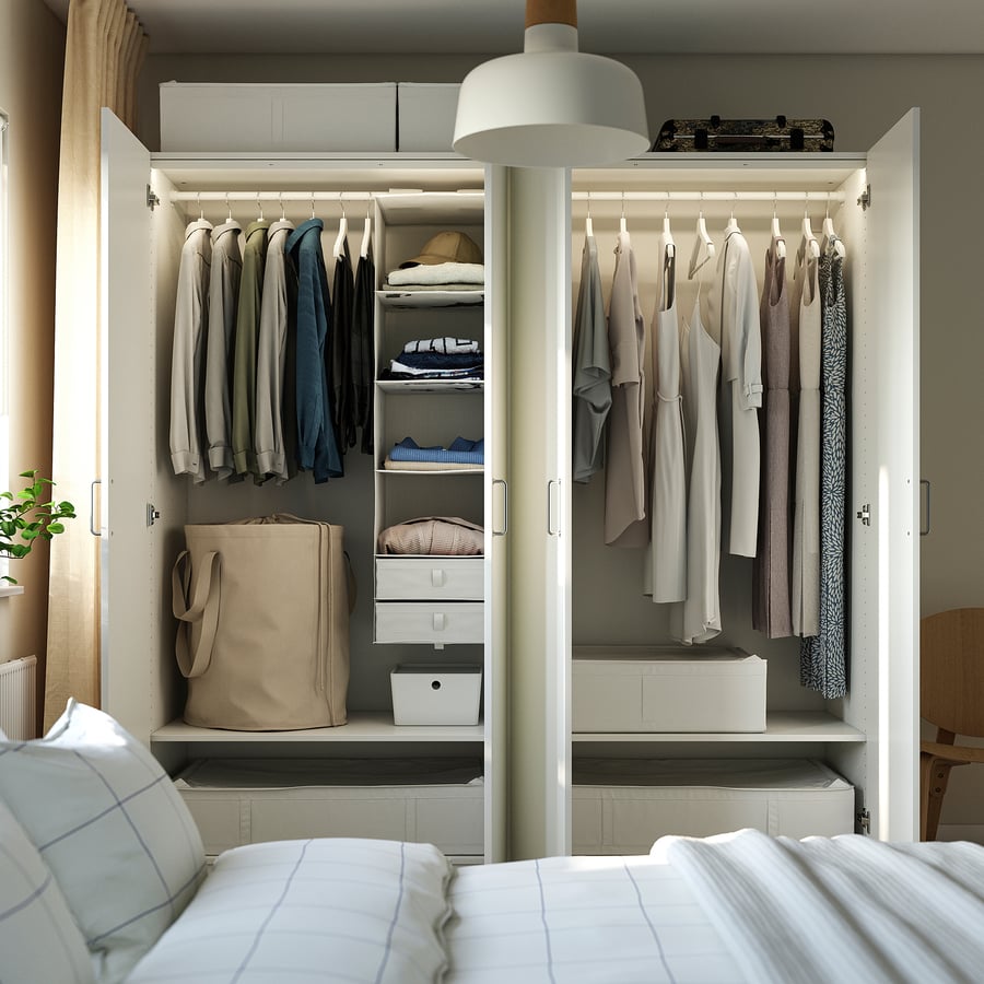 PAX / FORSAND almari pakaian, putih/putih, 200x60x201 cm - IKEA Malaysia