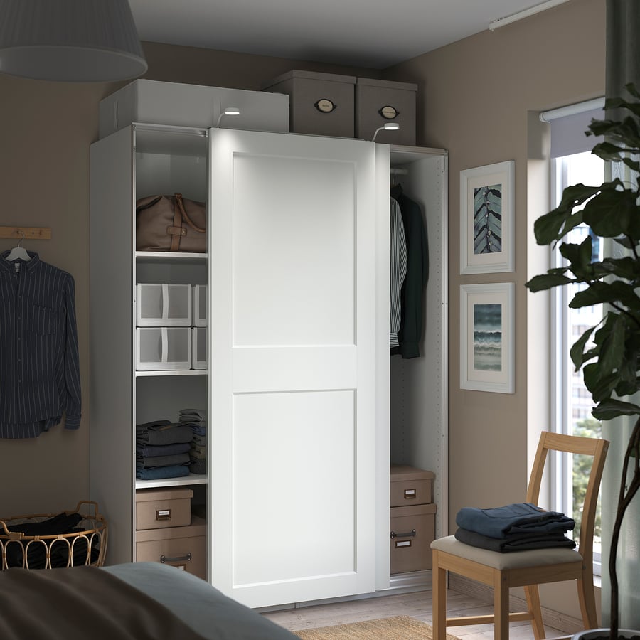 PAX / GRIMO almari pakaian, putih/putih, 150x66x201 cm - IKEA Malaysia