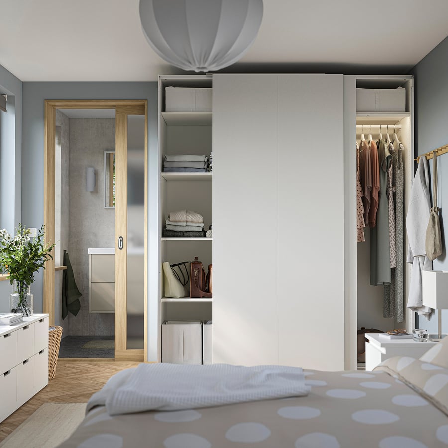 PAX / HASVIK almari pakaian, putih/putih, 200x66x236 cm - IKEA Malaysia