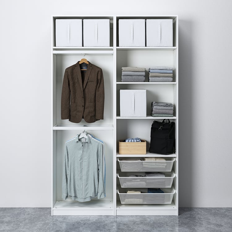 PAX / MEHAMN kombinasi almari pakaian, putih/dua lapis kesan kayu oak ...