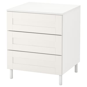 PLATSA almari 3 laci, putih/Sannidal putih, 60x57x73 cm - IKEA