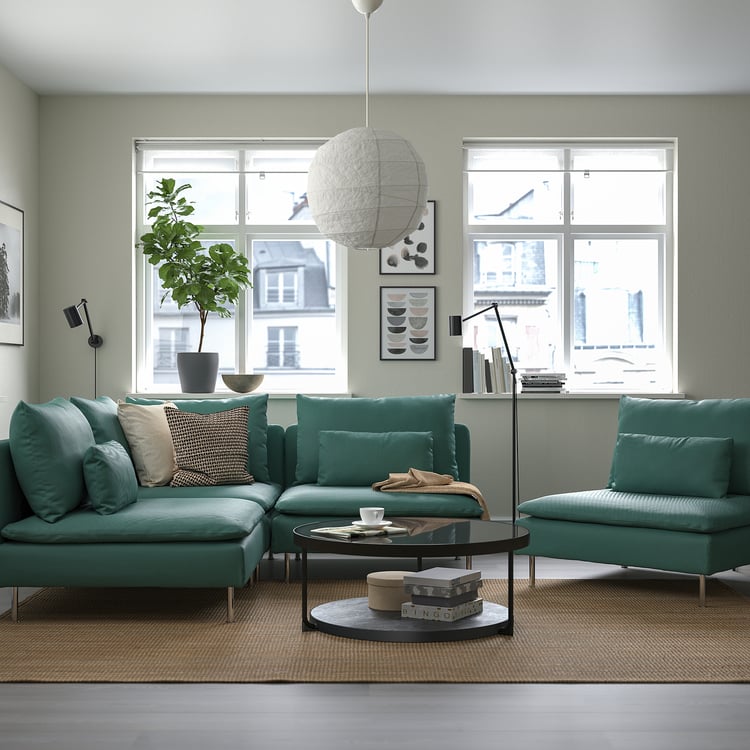 SÖDERHAMN sofa penjuru 3 tempat duduk, Kelinge kelabu-biru firus - IKEA ...
