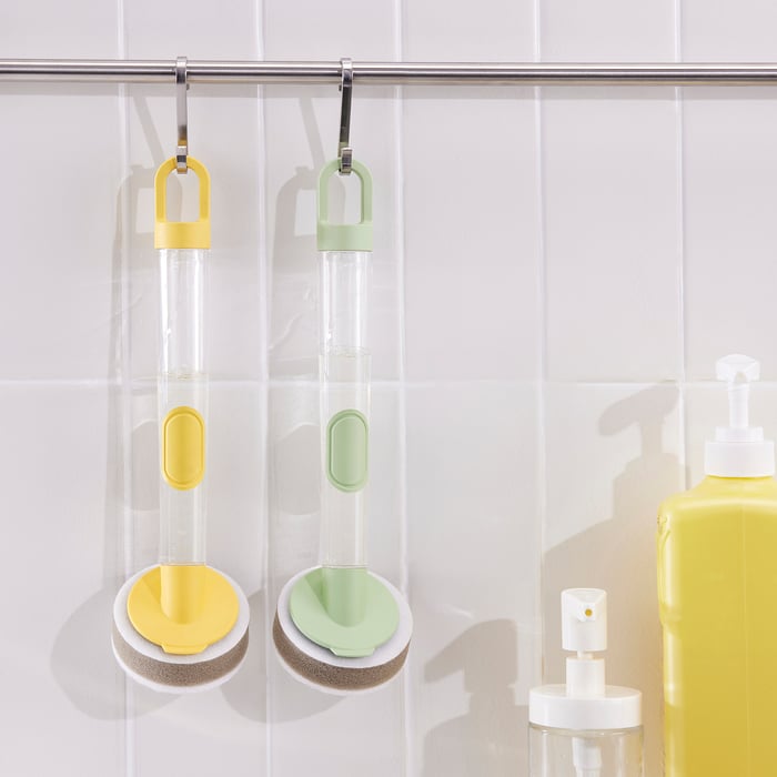 VIDEVECKMAL set 3 unit span pinggan+pendispens, kuning terang - IKEA ...