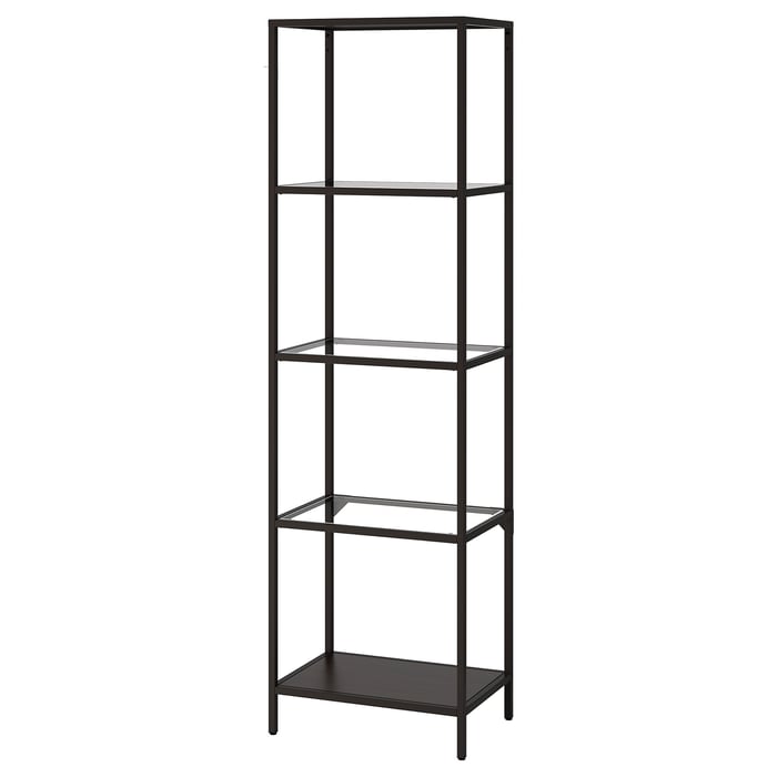 VITTSJÖ unit rak, hitam coklat/kaca, 51x175 cm - IKEA Malaysia