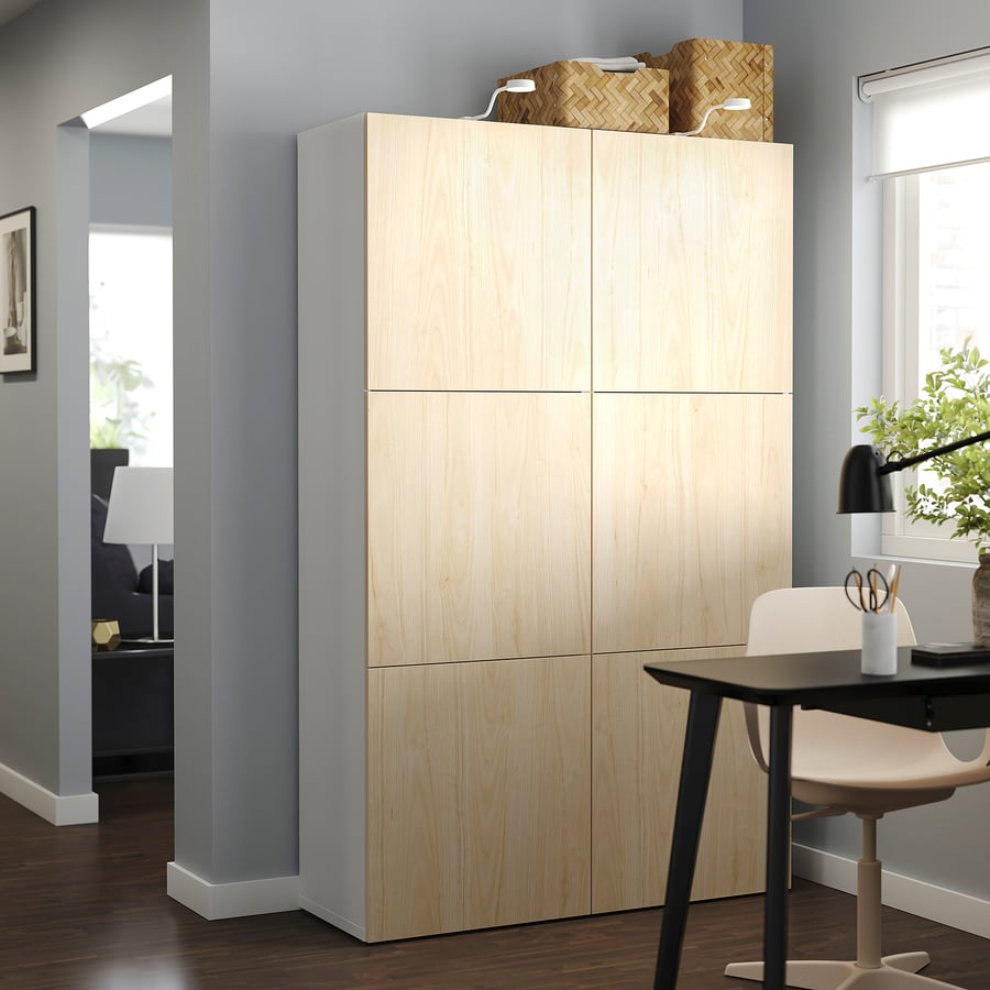 BESTÅ storage combination with doors, white Fänrik/ash, 120x42x193 cm ...