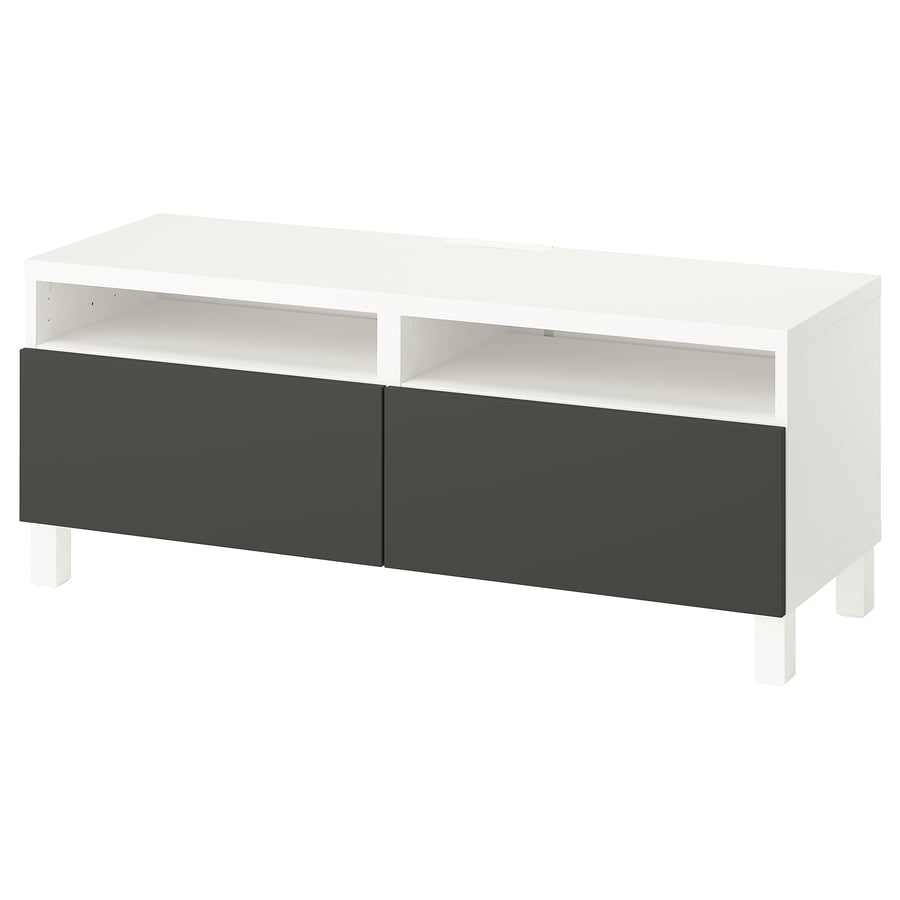 BESTÅ TV bench with drawers, white/Lappviken/Stubbarp dark grey ...