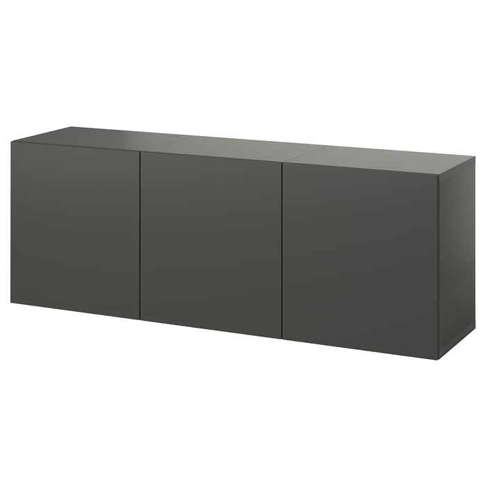 BESTÅ wall-mounted cabinet combination, dark grey/Lappviken dark grey ...