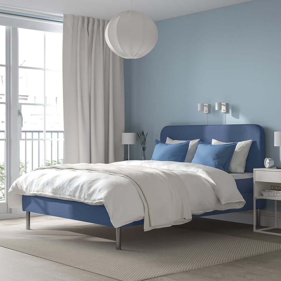 BLÅFJÄLLET divan bed, medium firm/Vissle blue, 140x200 cm - IKEA