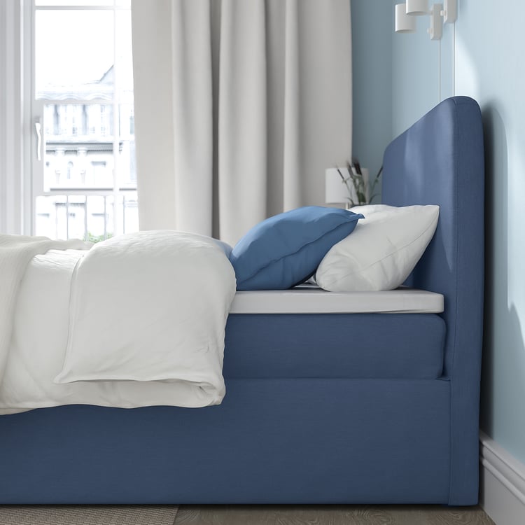 BLÅFJÄLLET ottoman divan bed, medium firm/Vissle blue, 140x200 cm - IKEA