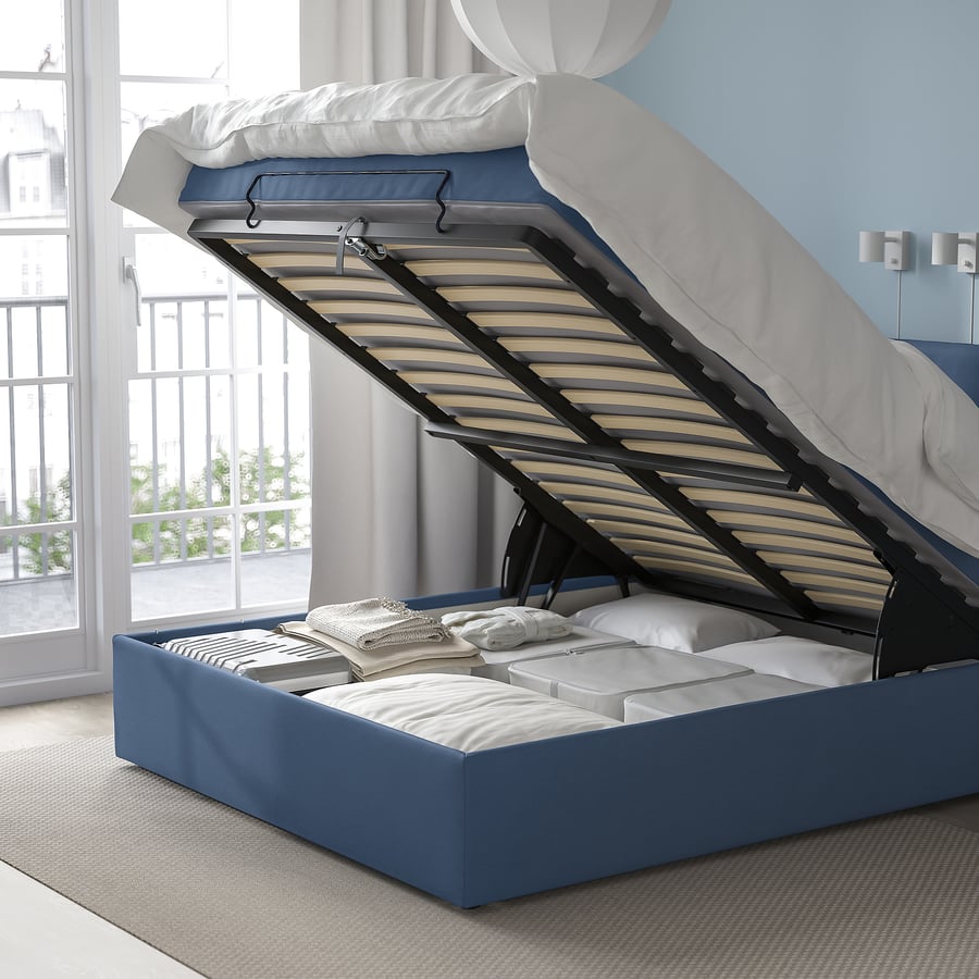 BLÅFJÄLLET ottoman divan bed, medium firm/Vissle blue, 140x200 cm - IKEA