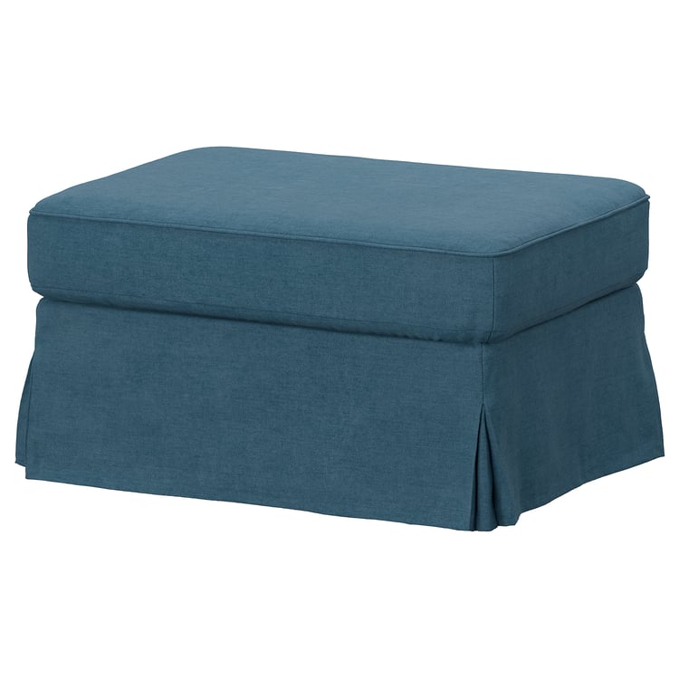 EKTORP footstool with storage, Tallmyra blue - IKEA