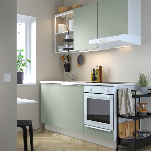 ENHET kitchen, white/pale grey-green, 183x63.5x222 cm - IKEA