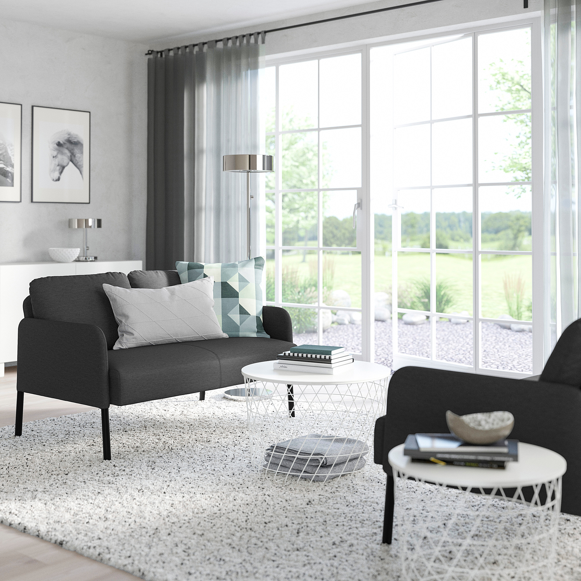 GLOSTAD 2-seat sofa, Knisa dark grey - IKEA