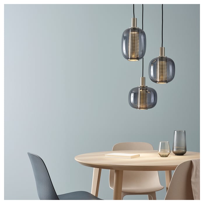 Pendant lamp with 3 lamps, HÖGVIND, nickel-plated - IKEA