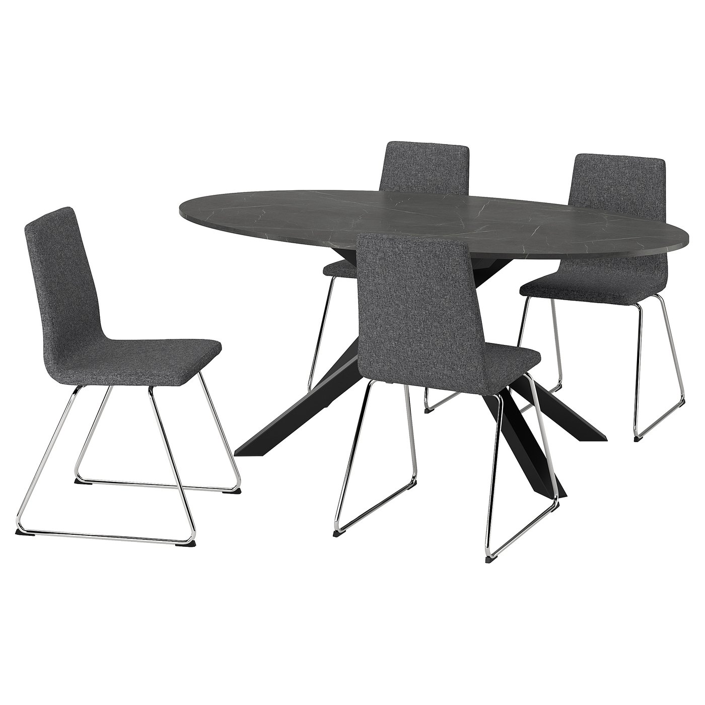 MARIEDAMM / LILLÅNÄS table and 4 chairs, black marble effect/Gunnared ...