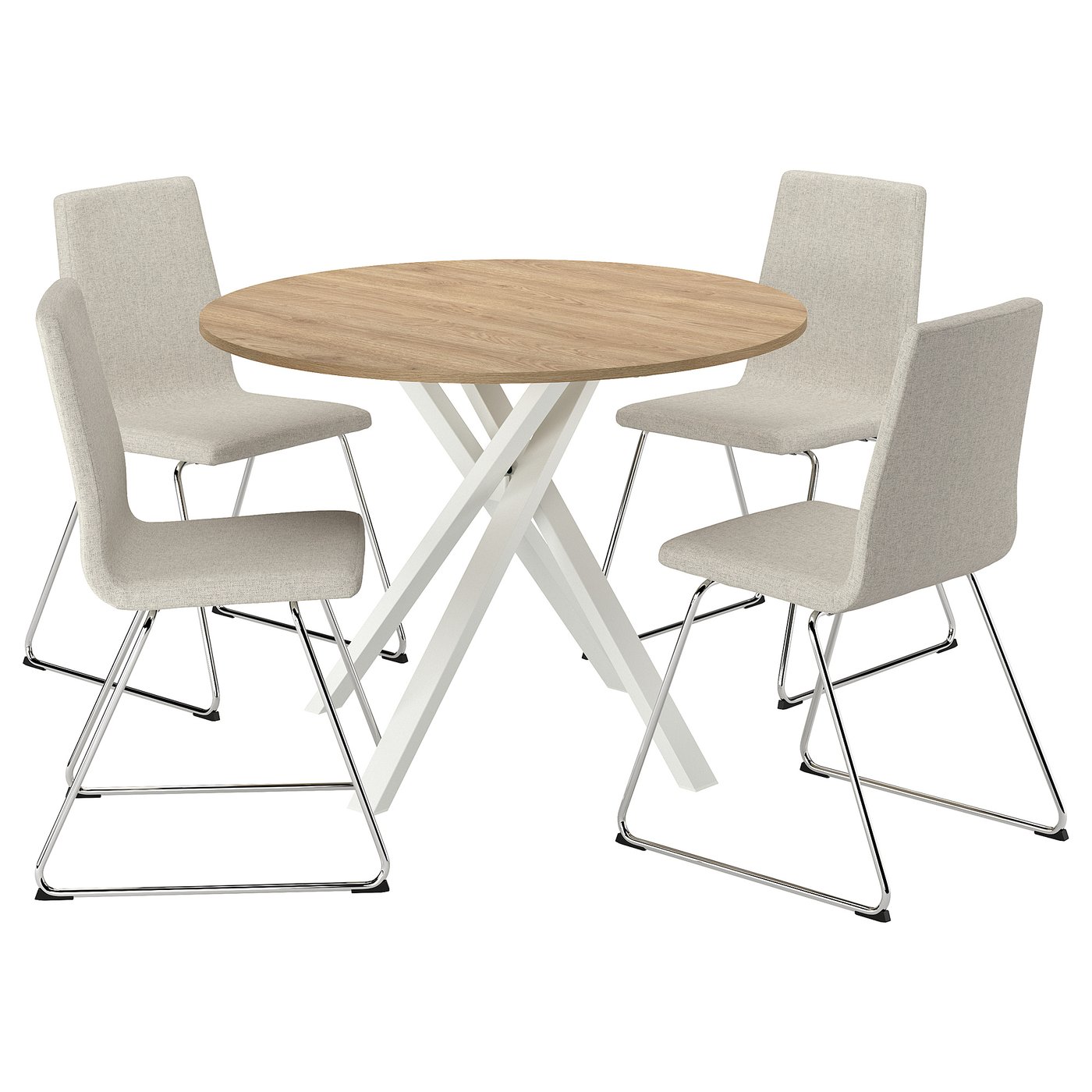 MARIEDAMM / LILLÅNÄS table and 4 chairs, oak white/Gunnared beige ...