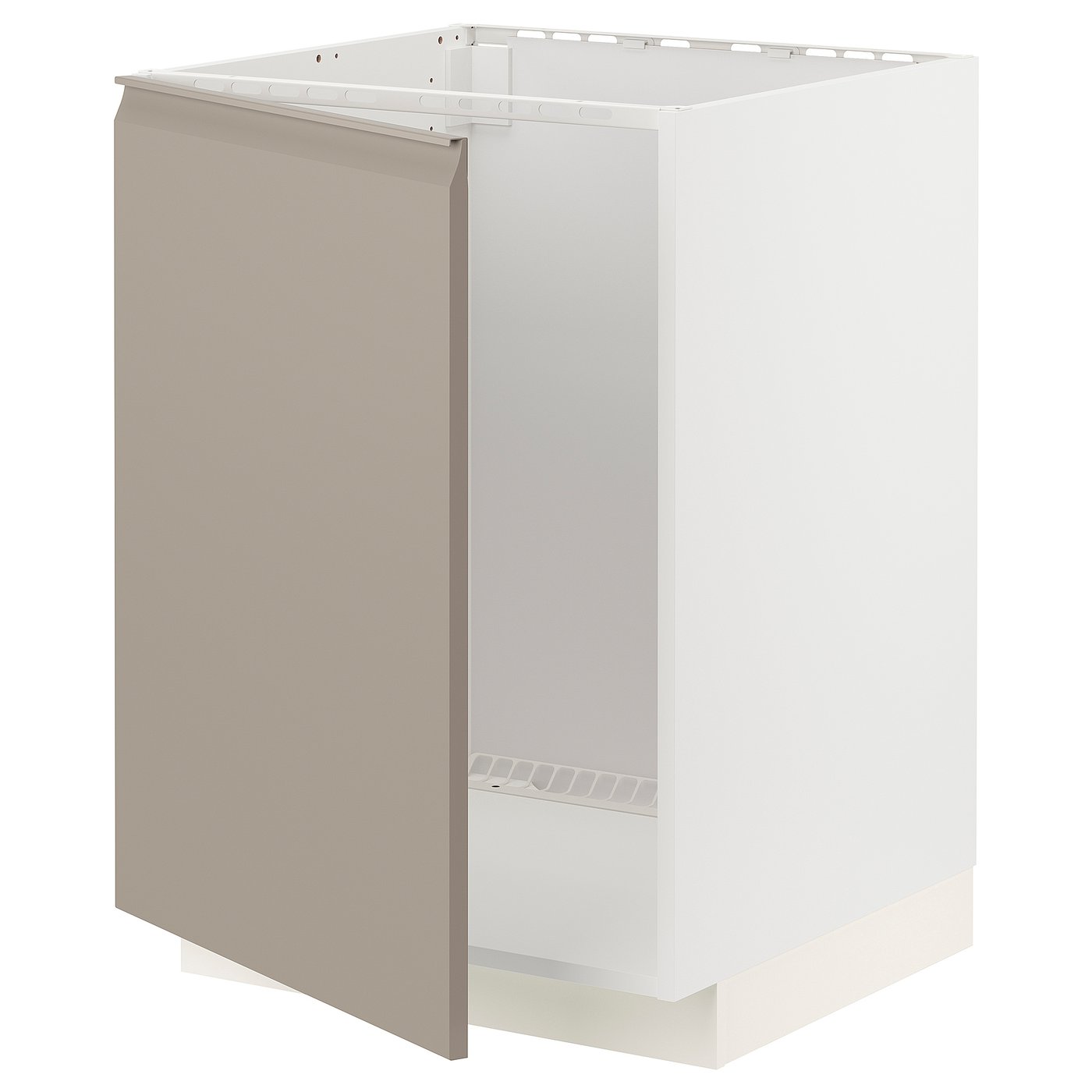 METOD base cabinet for sink, white/Upplöv matt dark beige, 60x60 cm - IKEA