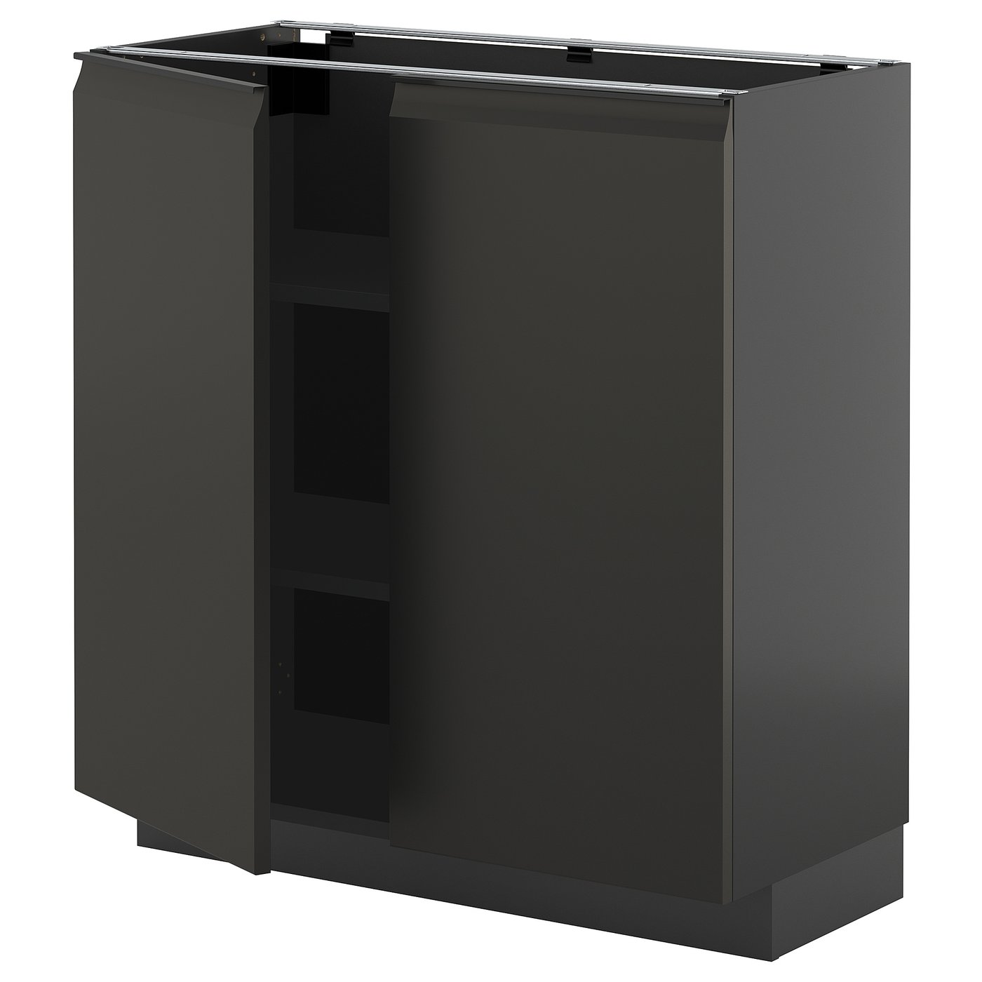 METOD base cabinet with shelves/2 doors, black-grey/Upplöv matt ...
