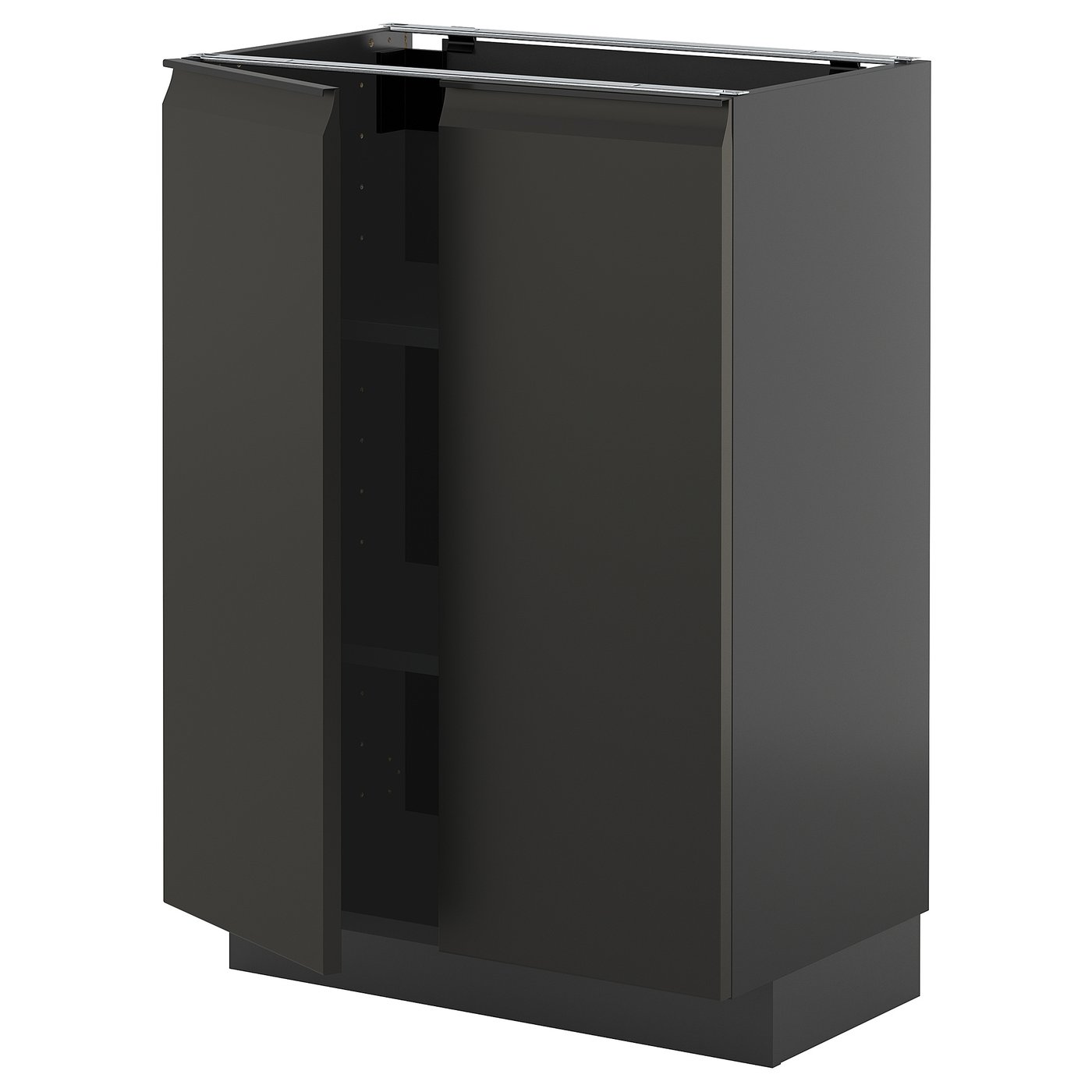 METOD base cabinet with shelves/2 doors, black-grey/Upplöv matt ...