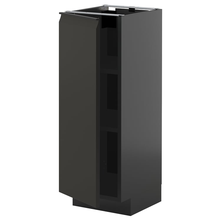 METOD base cabinet with shelves, black-grey/Upplöv matt anthracite ...