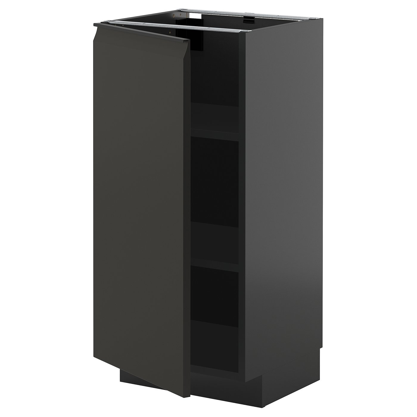METOD base cabinet with shelves, black-grey/Upplöv matt anthracite ...