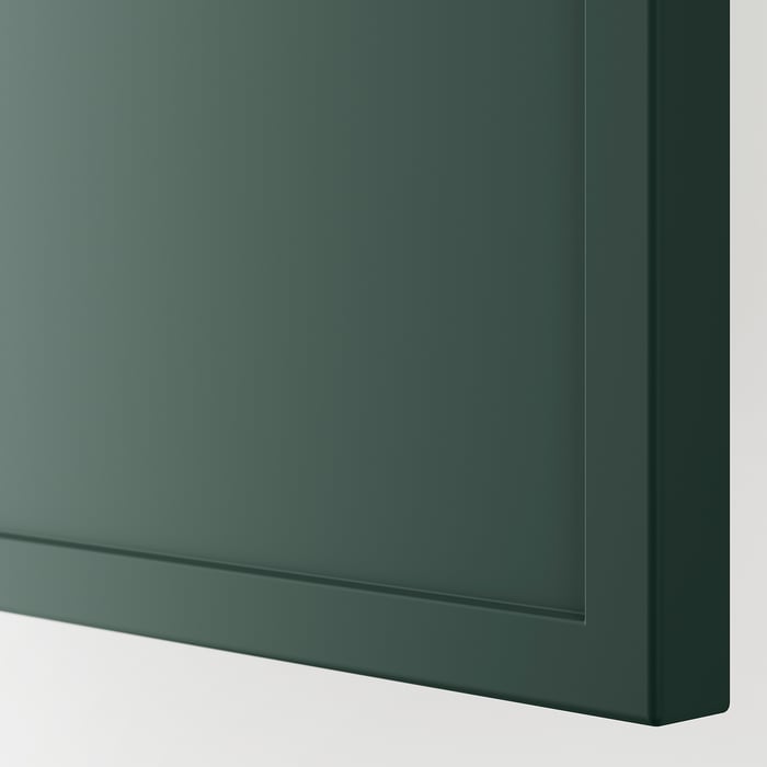 METOD corner base cabinet with shelf, white/Aspudden dark grey-green ...